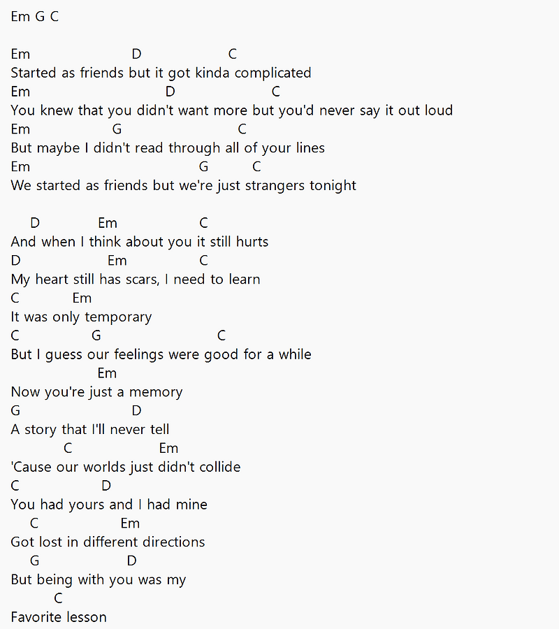 Yaeow - Favorite Lesson 기타코드악보