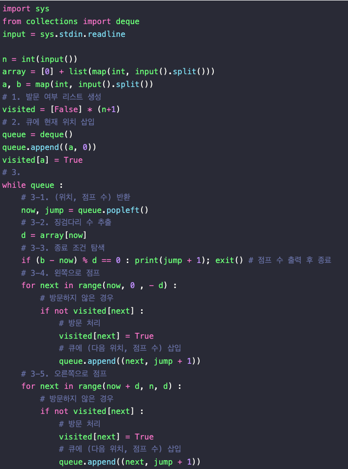 [Python/BOJ] 1326. 폴짝폴짝 — Oneul