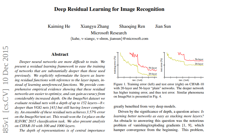 Deep Residual Learning for Image Recognition(ResNet)