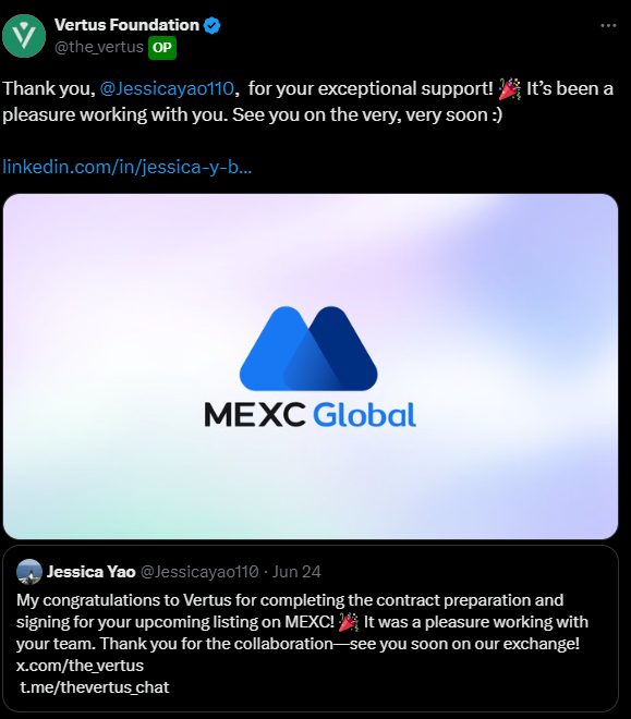 Mexc 에 곧 상장예정인 Vertus (텔레그램 채굴)