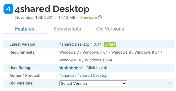 4shared Desktop 무료 다운로드