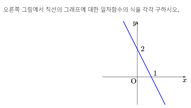 중등 2학년 수학 일차함수 함수의 그래프를 보고 함수식 구하기 연습문제 프린트 학습지
