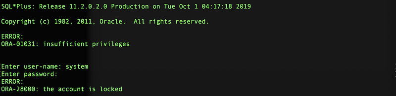 [oracle] mac에서 docker로 oracle11g 실행 후 sqlplus sysdba 접속