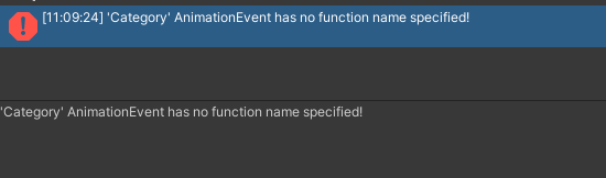 'Category' AnimationEvent has no function name specified!
