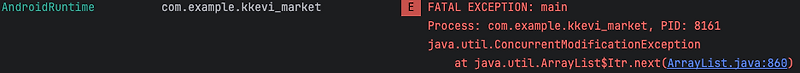 문제해결 : java.util.ConcurrentModificationException — KKEVi.log()