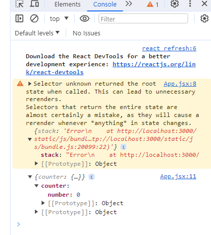[TIL] 24_0128 리덕스 세팅하면서 useSelector로 state확인하며 경고발생