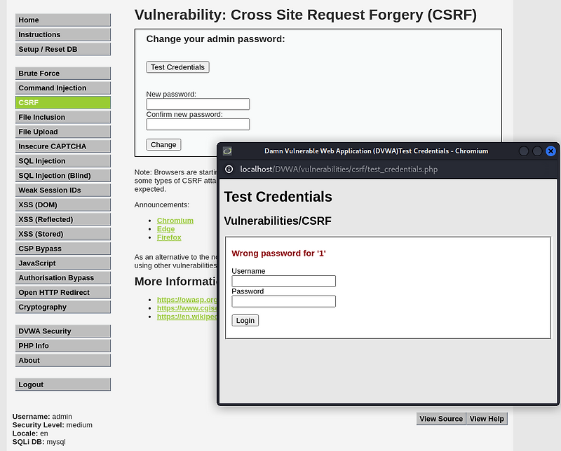 DVWA | CSRF | medium