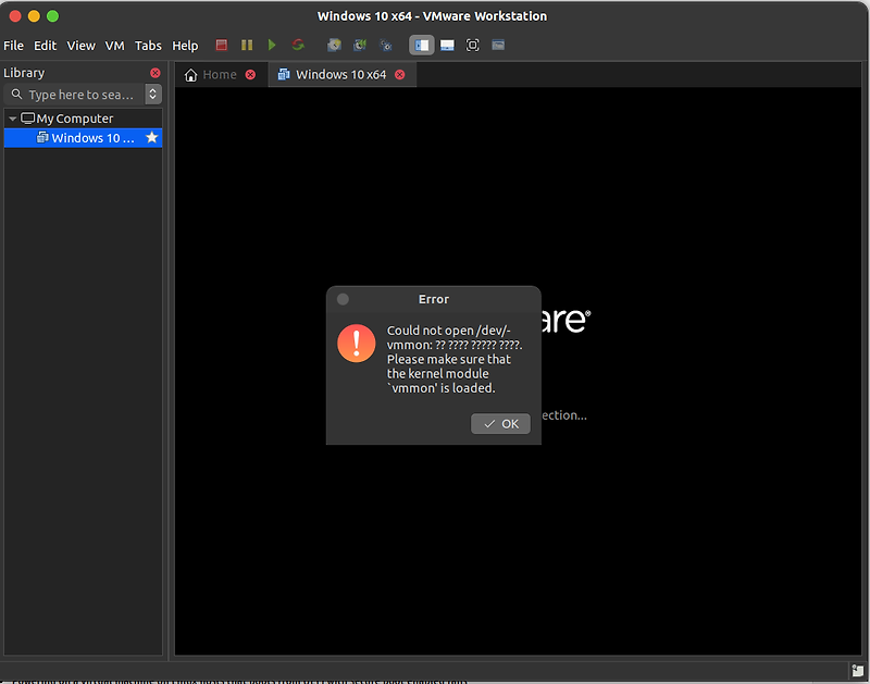 Cannot open /dev/vmmon: No such file or directory