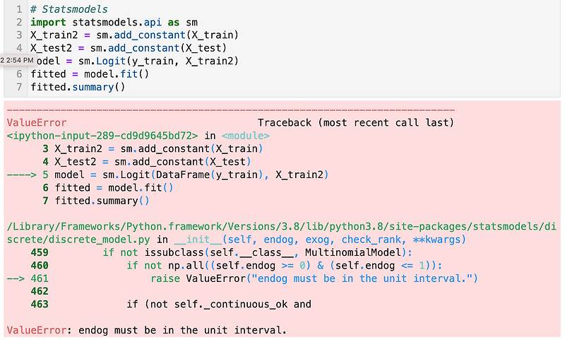 Python Errors) ValueError: endog must be in the unit interval. 에러 해결