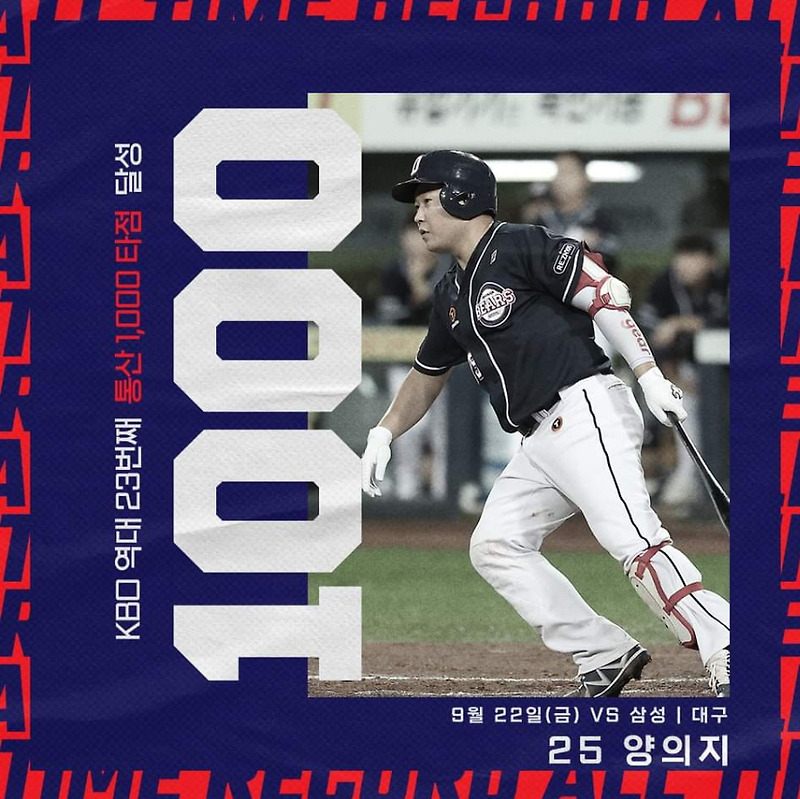 KBO 프로야구 (타자) 선수별 통산 기록 #5 - 타점 (양의지 1000타점)