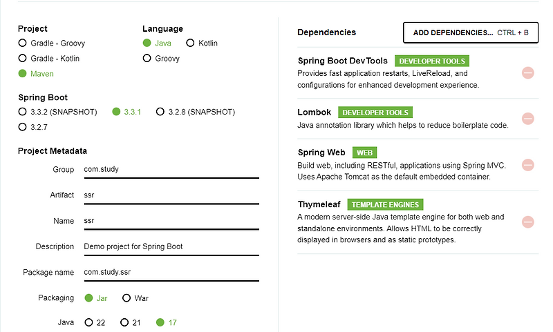 Spring boot (1) 설치, SSR(서버사이드랜더링)