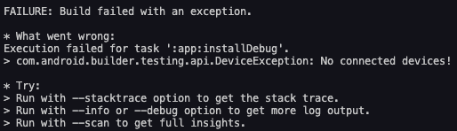 React Native - Execution failed for task ':app:installDebug' 오류 해결
