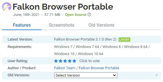 Falkon Browser Portable 무료 다운로드