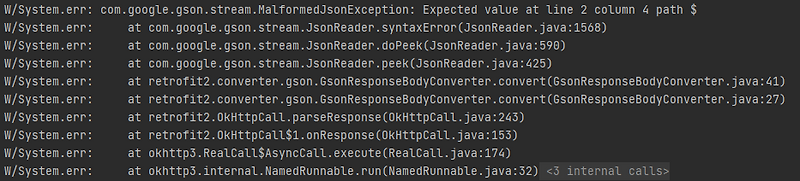 [Retrofit2] com.google.gson.stream.MalformedJsonException