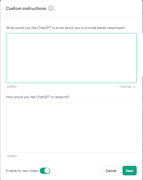 챗gpt의 커스텀 인스트럭션custom Instructions 활용 미드저니 일관된 프롬프트 작성 예시