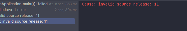 [Spring Boot] invalid source release: 11 오류 해결