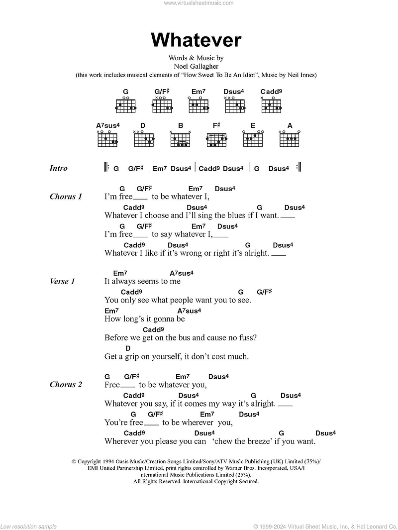 Whatever, Guitar Chords, Acoustic Cover, Oasis