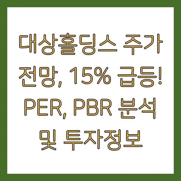 대상홀딩스 주가 전망, 15% 급등! PER, PBR 분석 및 투자정보