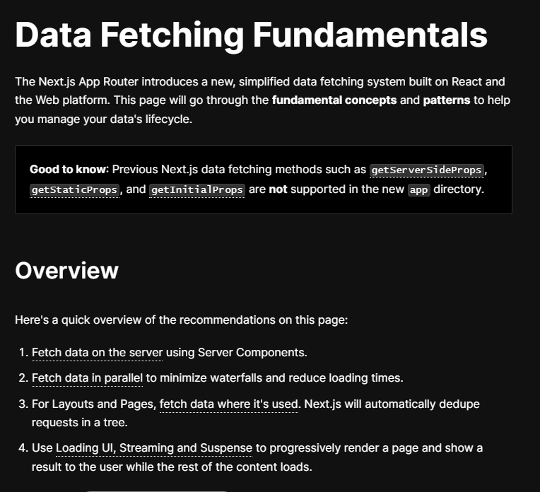 Data Fetching 1 Fundamentals Nextjs Beta Docs — React와 Typescript를 