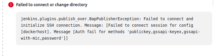 [jenkins] publish over ssh "Failed to connect or change directory"