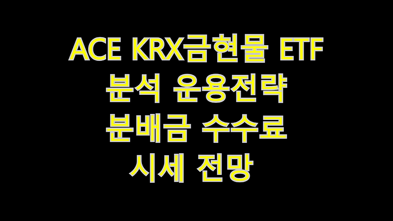 ACE KRX금현물 ETF 분석 운용전략 분배금 수수료 시세 전망 - YK머니연구소
