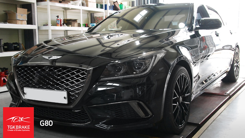 [제네시스 G80 스포츠] 순정 4P 레이싱 브레이크패드 교환 - 경남브레이크튜닝전문샵 :: TGK 브레이크