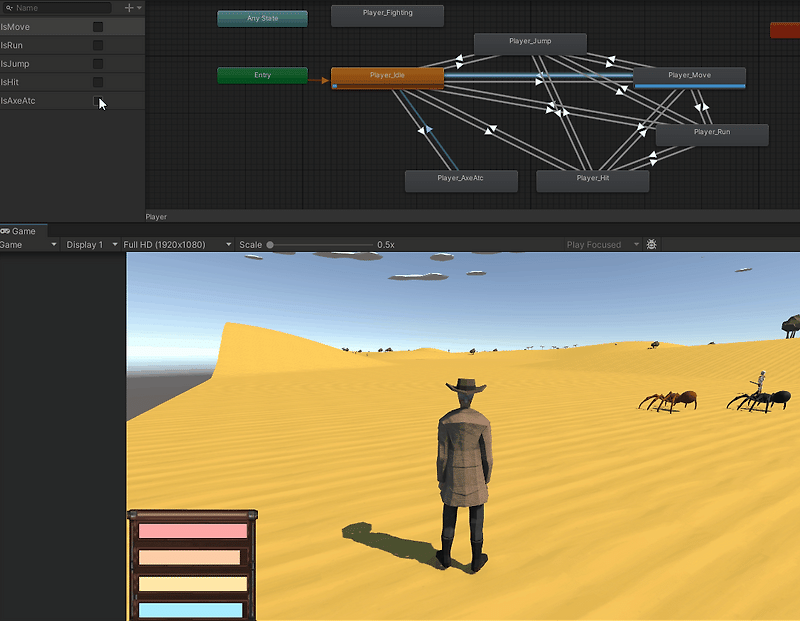 [Unity] 3D Surviver 팀 프로젝트 중, Player Animation 일부 문제 (bool, trigger)