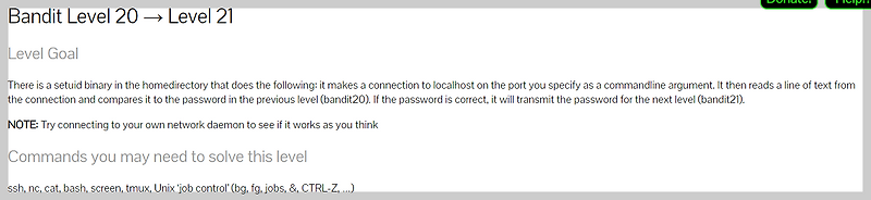 Bandit Level 20 → Level 21 풀이