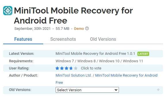 MiniTool Mobile Recovery for Android Free 무료 다운로드