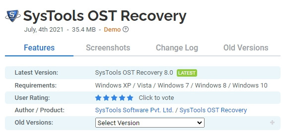 SysTools OST Recovery 무료 다운로드