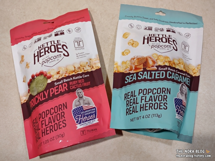 [애리조나 로컬 팝콘] Kettle Heroes Sea Salted Caramel Popcorn과 Prickly Pear Popcorn