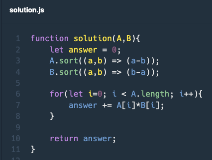 [프로그래머스] Lv2. 최솟값 만들기(Javascript풀이)