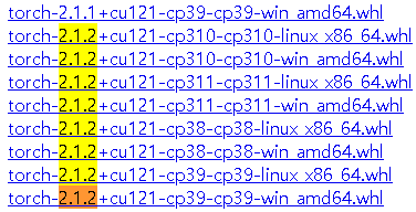 [stable diffusion] No matching distribution found for torch==2.1.2 해결법