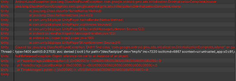 [Unity][Build Err] ClassNotFoundException: com.google.android.gms.ads.initialization