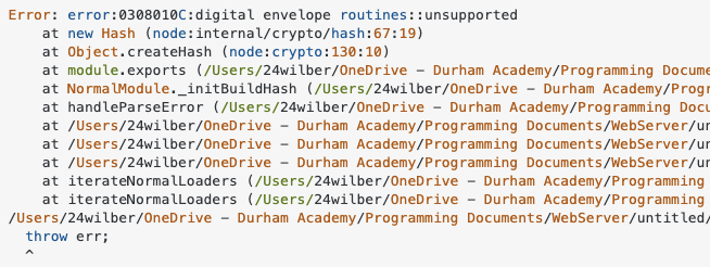 21.10.26 Error: error:0308010C:digital envelope routines::unsupported
