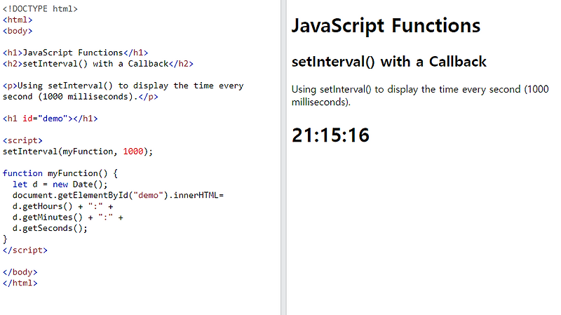 JavaScript setInterval 함수 사용법 및 활용법