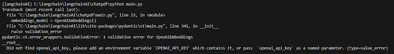 Did not find openai_api_key, please add an environment variable `OPENAI ...