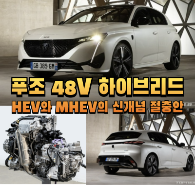 푸조 48V 하이브리드 HEV와 MHEV의 신개념 절충안