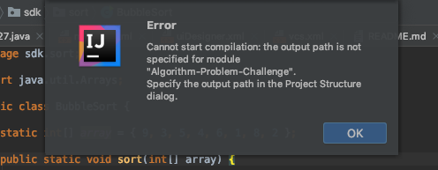 [intellij] Cannot start compilation: the output path is not specified for module 오류 해결