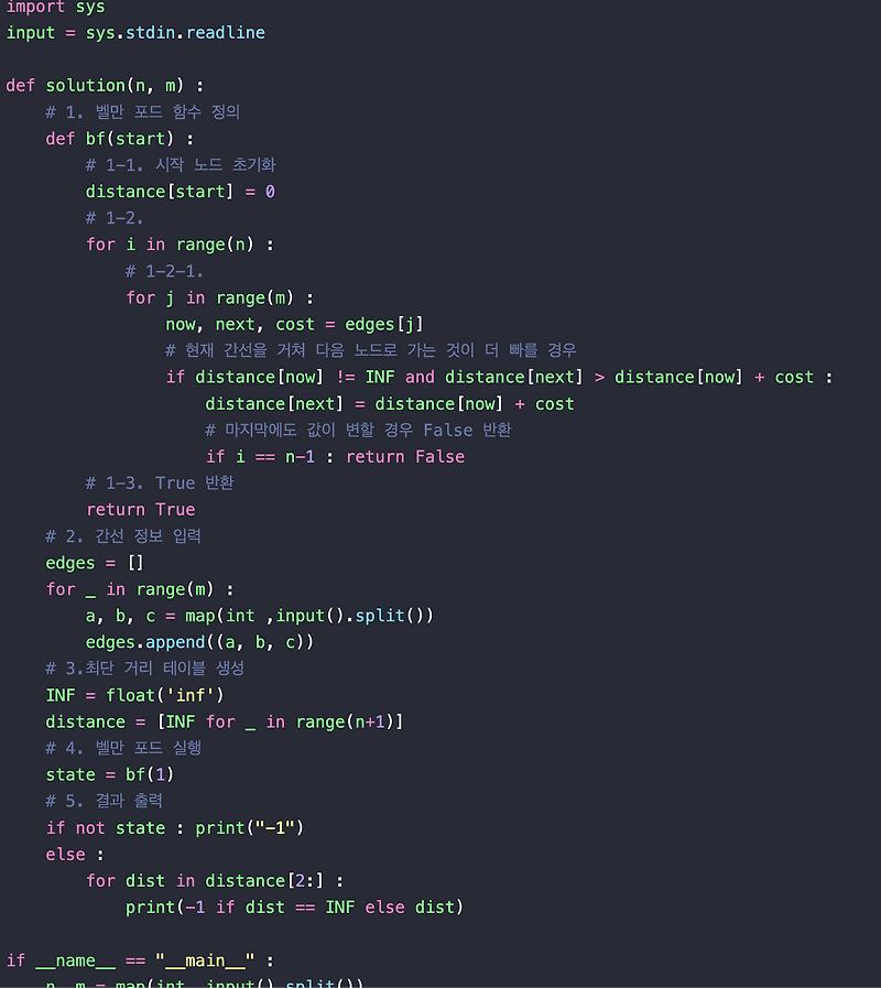 [Python/BOJ] 11657. 타임머신 — Oneul