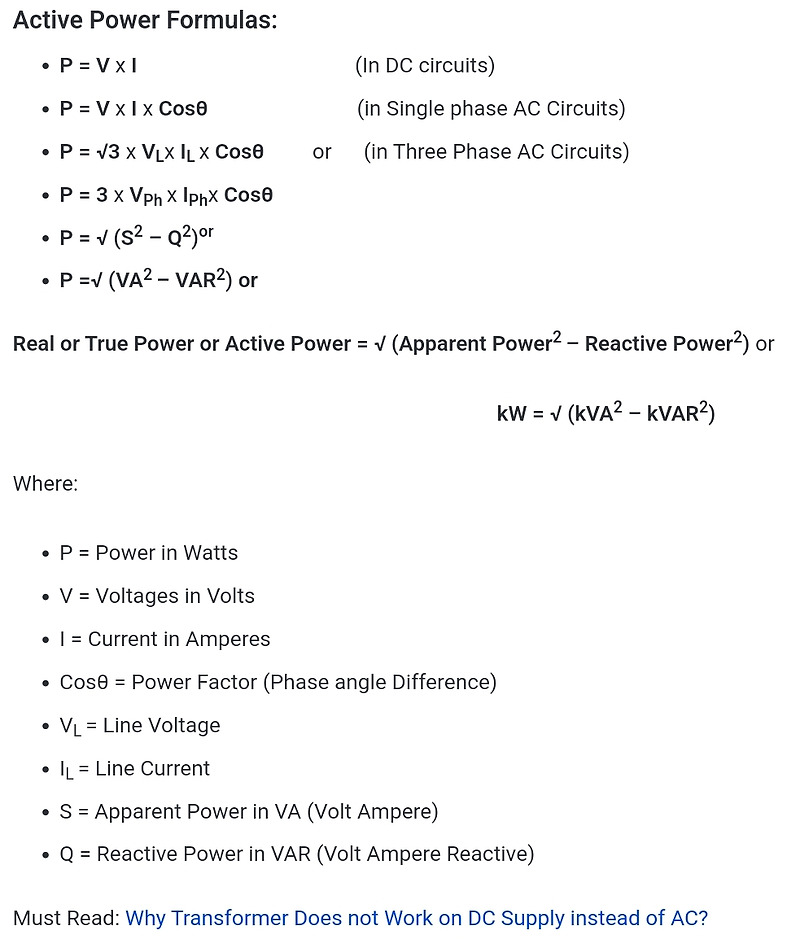 Active, Reactive, Apparent and Complex Power - Electrical