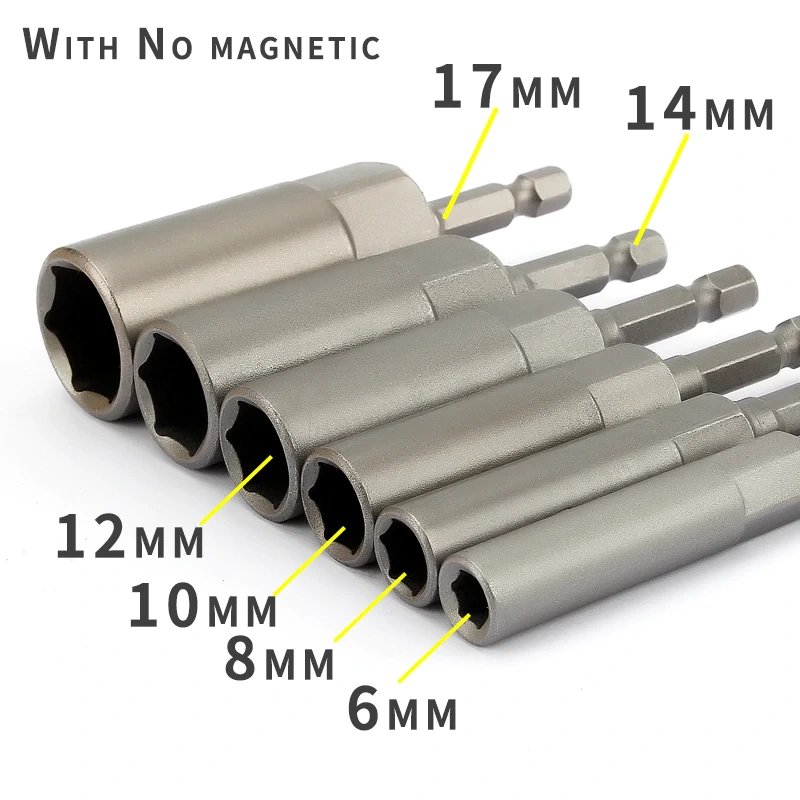 6Pcs 6mm-17mm 80mm Length Extra Deep Bolt Nut Bit Set Metric 1/4 6.35mm ...