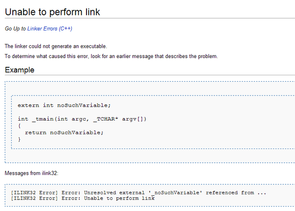 [ILINK32 Error] Error: Unable to perform link