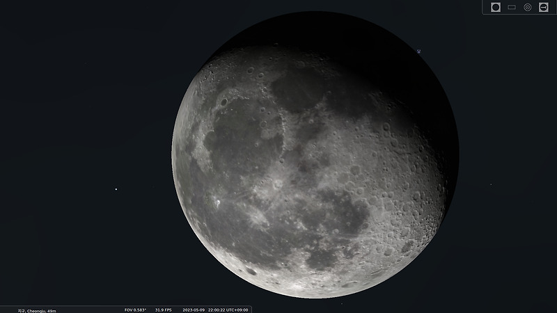 [사진] Stellarium (Cheongju 2023-05-09 22:00:22 UTC+09:00) (2023.5.9.화)