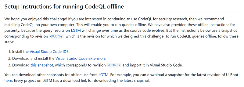 [codeQL] U Boot Challenge - VS Code