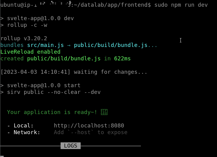 ubuntu / npm run dev 에러 / svelte — 북치기 개발모드