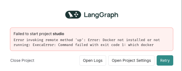 [오류Error] Failed to start project studioError invoking remote method 'up': Error: Docker not ...