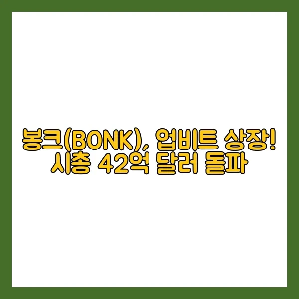 봉크(BONK), 업비트 상장! 시총 42억 달러 돌파
