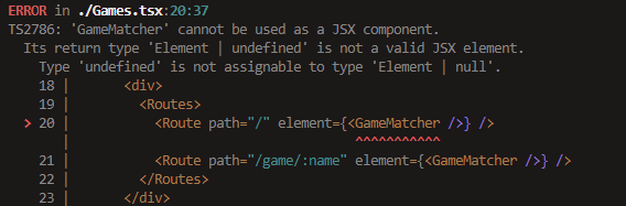 [React] '파일명' cannot be used as a JSX component. Its return type 'Element | undefined' is not a ...