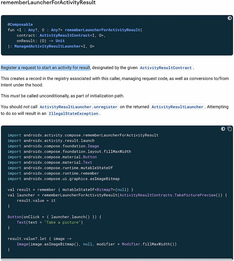Jetpack Compose 에서 Activity Result 가져오기 # rememberLauncherForActivityResult